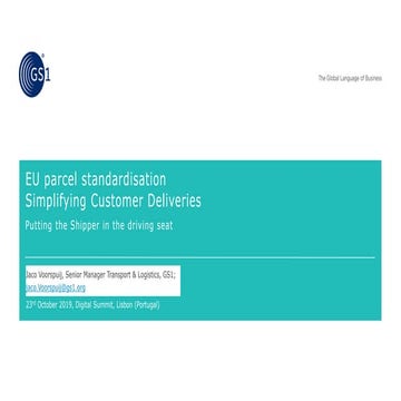 Global data standards for global (e commerce) logistics 20191023 | PPT