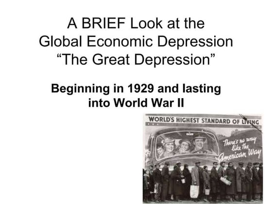 Global economic depression overview | PPT