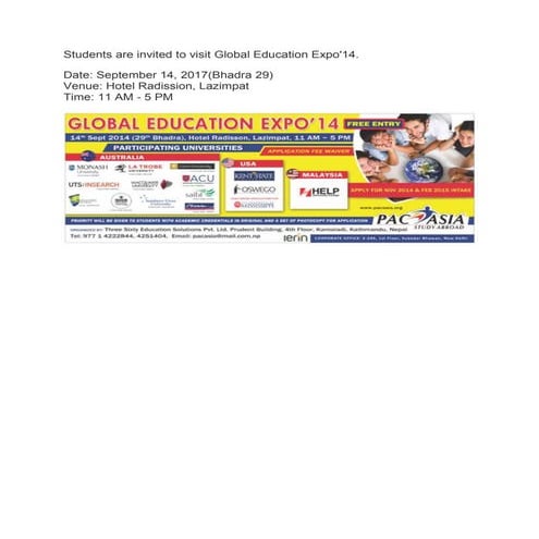 Global Education Expo' 14. | DOCX | Education