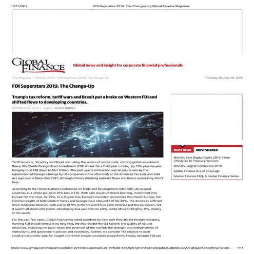 Global finance-FDI Superstars 2019: The Change-Up | PDF