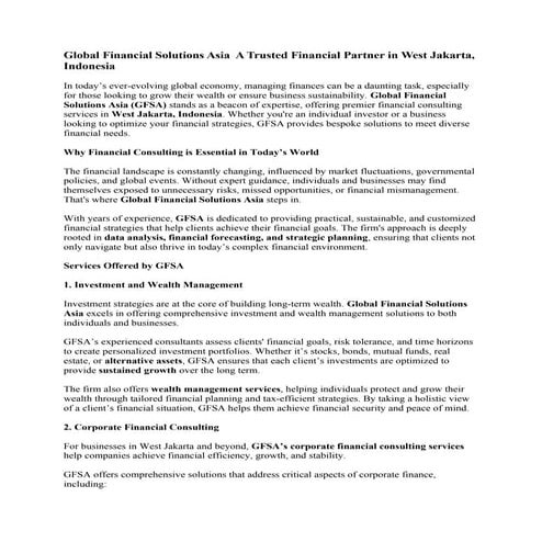 Global Financial Solutions Asia A Trusted Financial Partner in West ...