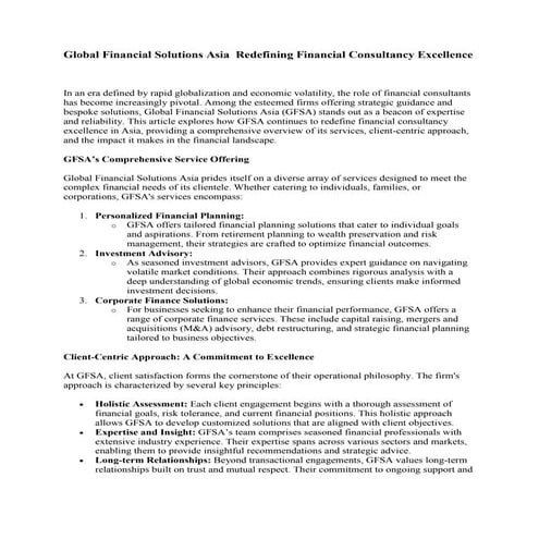 Global Financial Solutions Asia Redefining Financial Consultancy ...