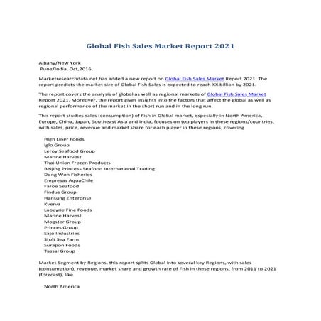 Global fish sales market report 2021 | PDF