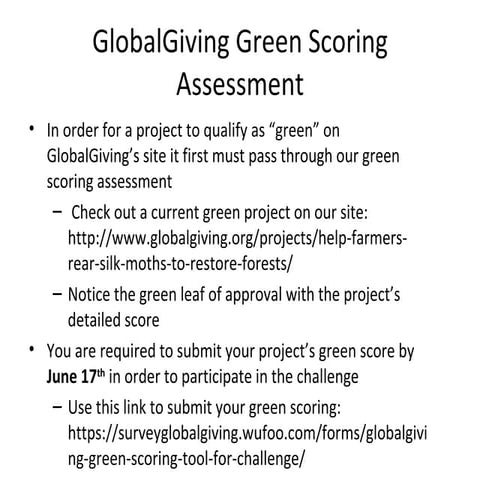Global giving green scoring assessment | PPT