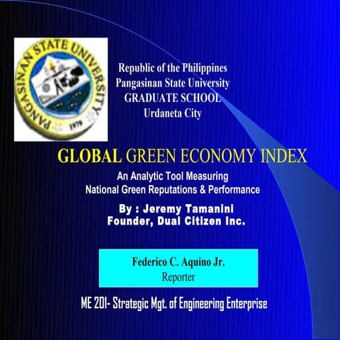 Global Green Economy Index | PPT