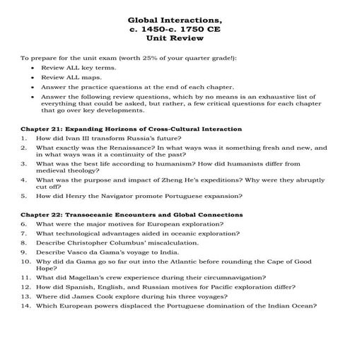 Global interactions 1450 1750 ce review | PDF