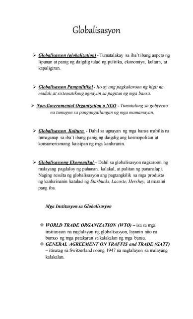 GLOBALISASYON | PPTX