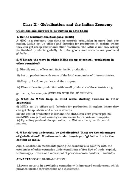 Globalization economics-class10 | PPTX