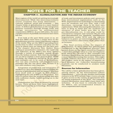 GLOBALISATION AND INDIAN ECONOMY CLASS 10 X NCERT CBSE | PDF