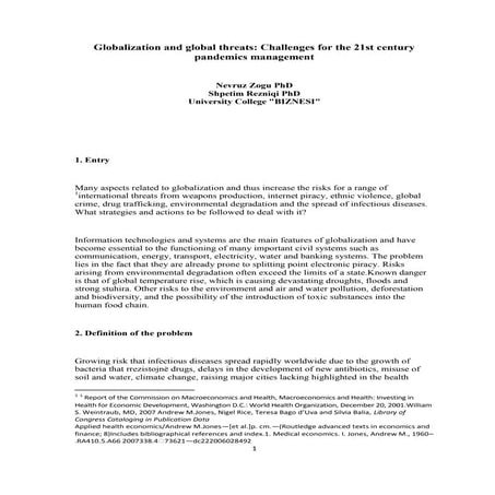 Globalization and global threats and pandemic threts 21 century | DOCX