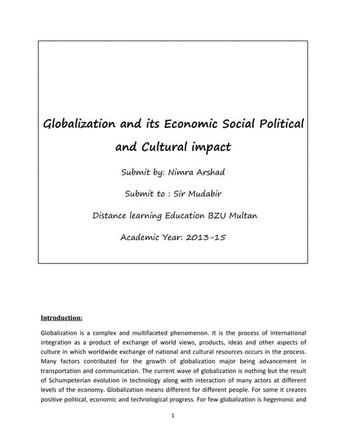 Introduction to globalization | PPT