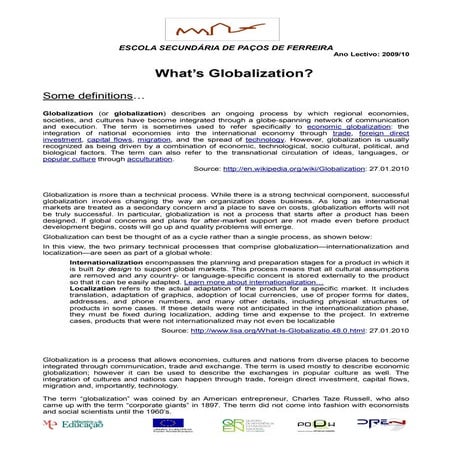Globalization Definitions | PDF