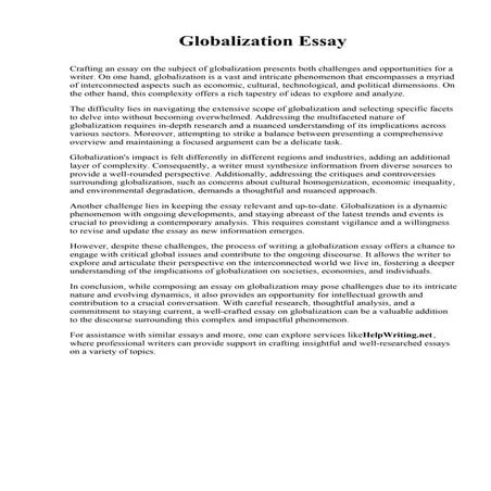 Globalization Essay. Saint Martin's University | PDF