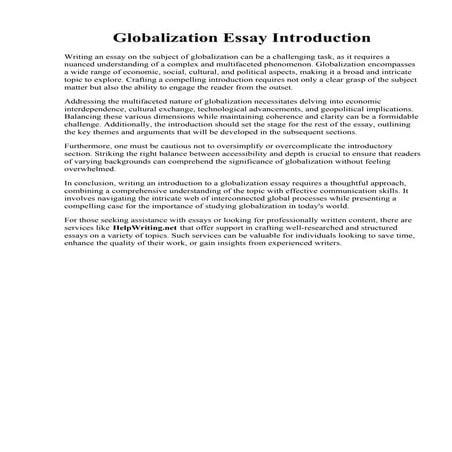 Globalization Essay Introduction | PDF