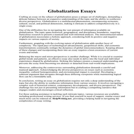 Globalization Essays | PDF