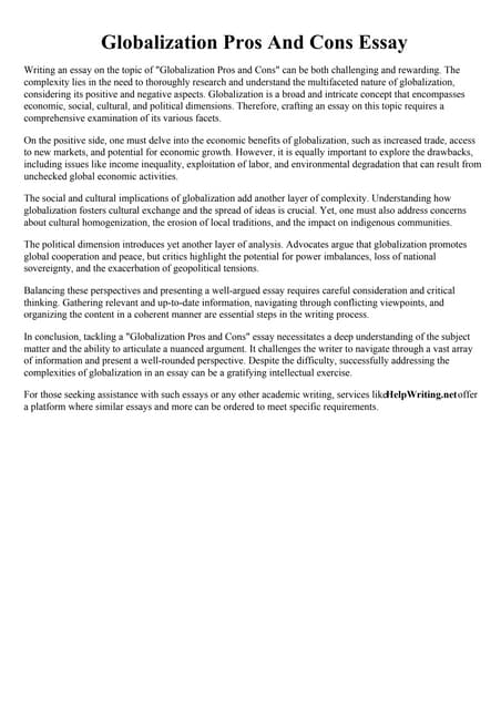 Short Essay Globalization. Prism Career Institute | PDF