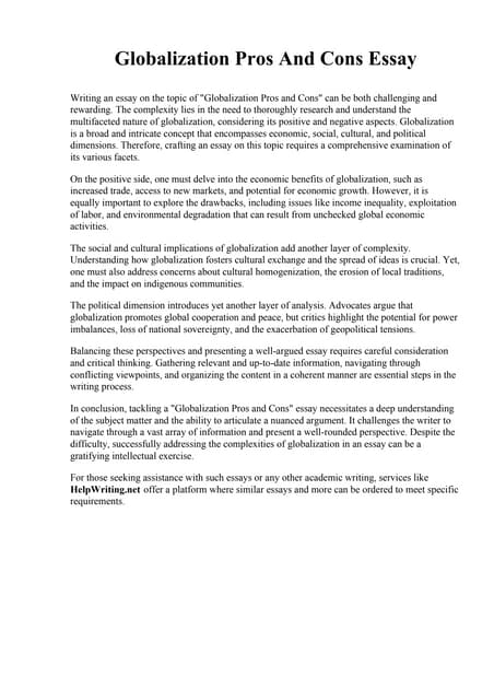 Essay On Globalization. New Jersey Institute of Technology | PDF