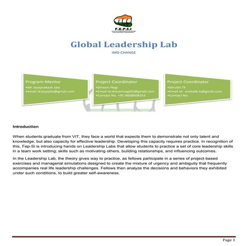 Global Leadership Lab | PDF | Professional School | Postgraduate Education