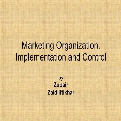 Marketing Organization, Implementation and Control | PPT