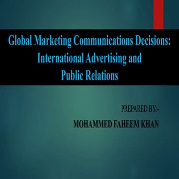 Global marketing communications decisions | PPT