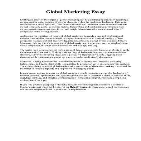 Global Marketing Essay | PDF