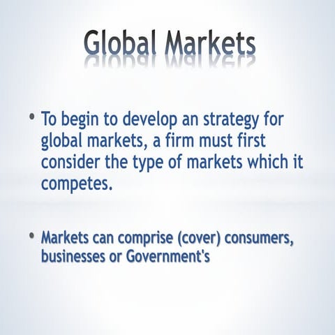Global markets | PPT