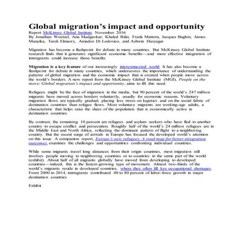 Global migration's impact and oppertunity | DOCX | Job Market | Economy