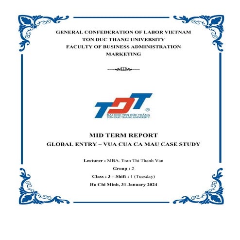 global marketing mid term report ton duc thang university | PDF