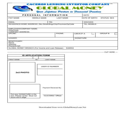 Global money application form | PDF