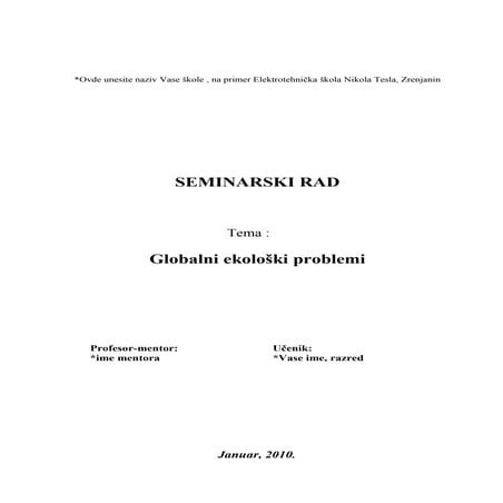 Globalni ekoloski problemi | DOC