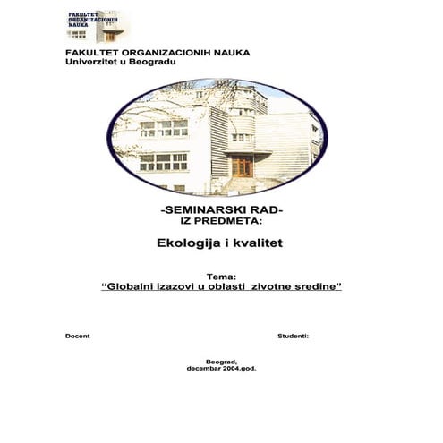 Globalni izazovi u oblasti zivotne sredine | DOC