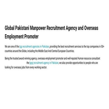 Global Pakistani Manpower Recruitment Agency and Overseas Employment ...