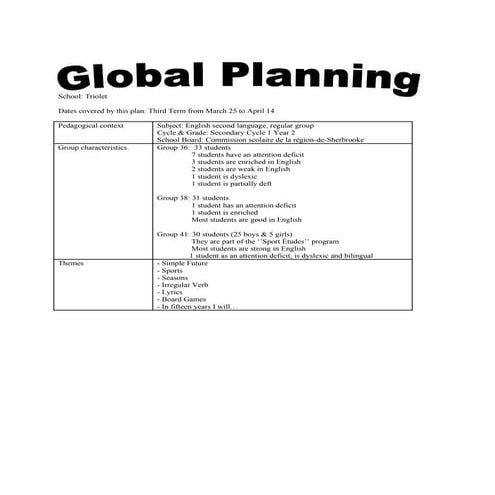 Global Planning | PDF
