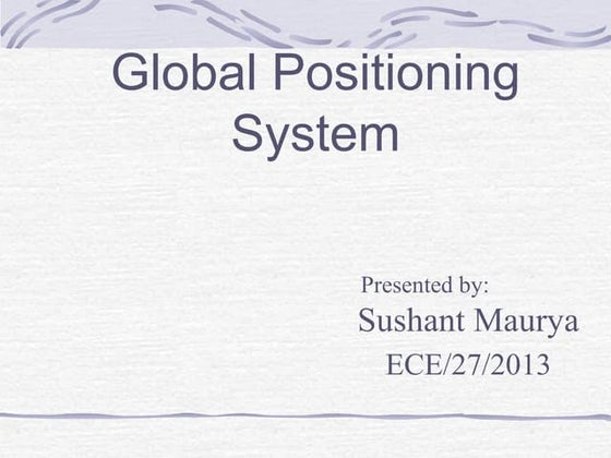 Presentation on GPS (Global Positioning System) | PPTX