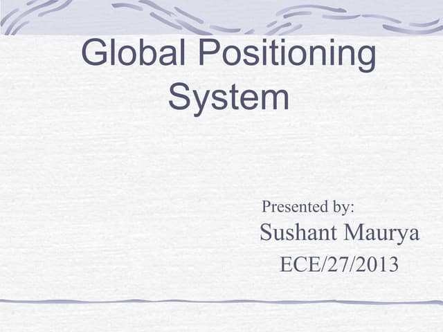 Presentation on GPS (Global Positioning System) | PPTX