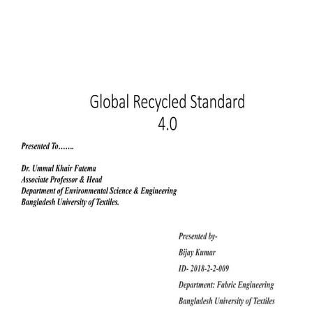 Global recycled standard 4.0 | PPTX
