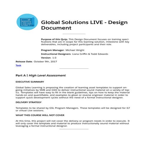 Design Document for Template Course | PDF