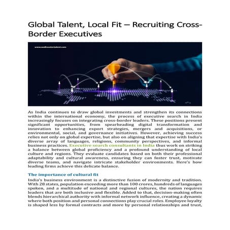 Global Talent, Local Fit – Recruiting Cross-Border Executives | PDF