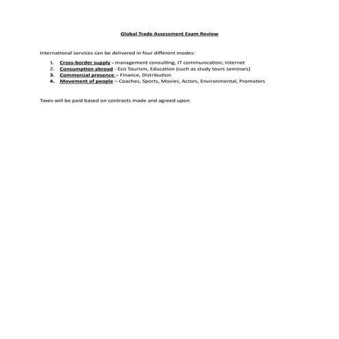 Global Trade Exam Review for Global Trade Assessment | PDF