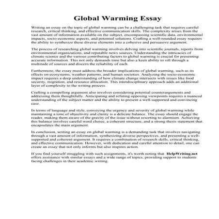Global Warming Essay | PDF