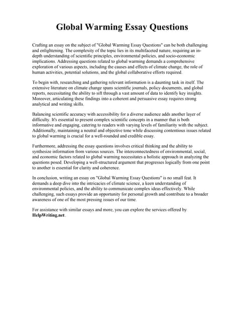 Expository Essay On Global Warming | PDF