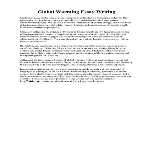 Global Warming Essay Writing | PDF