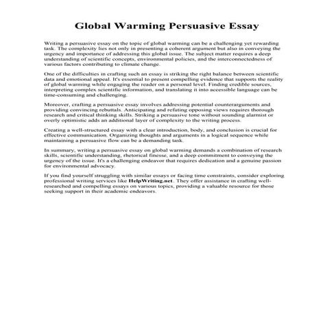 Global Warming Persuasive Essay. Michigan State University | PDF ...