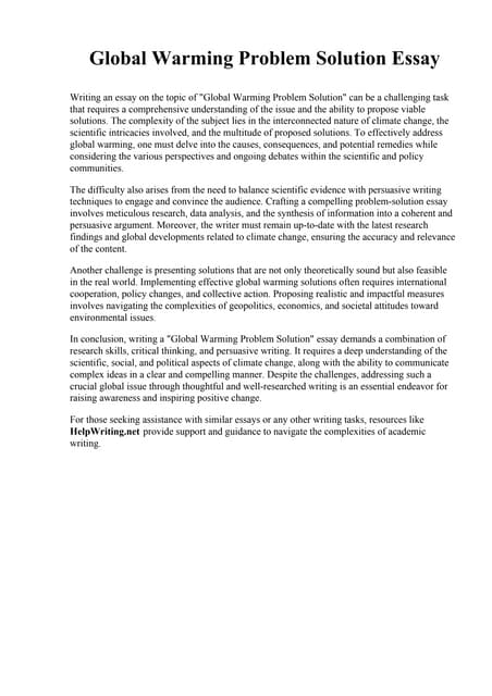 Global Warming Essay Conclusion | PDF