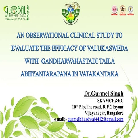 AN OBSERVATIONAL CLINICAL STUDY TO EVALUATE THE EFFICACY OF VALUKASWEDA ...