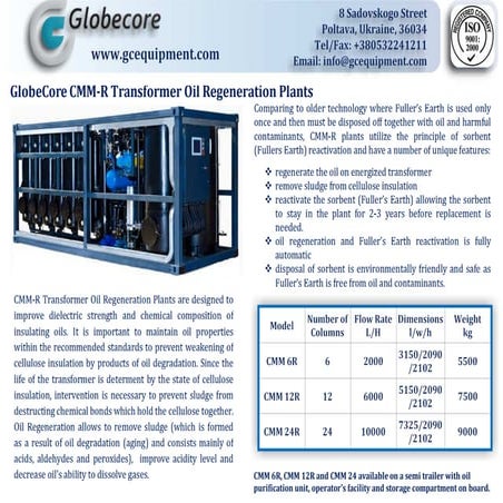 Globe core oil regeneration, purification and filtration equipment | PDF | Home Appliances ...