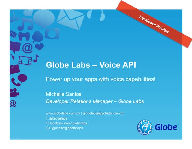 Globe Labs Voice Api Developer Preview Ppt