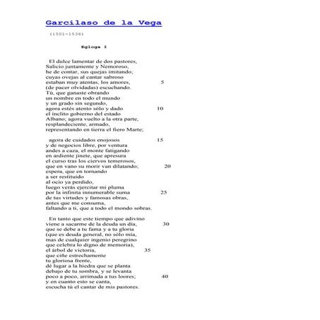 Égloga i Garcilaso de la Vega | PDF