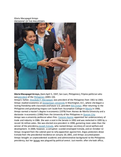 Gloria Macapagal Arroyo | PPTX | Politics