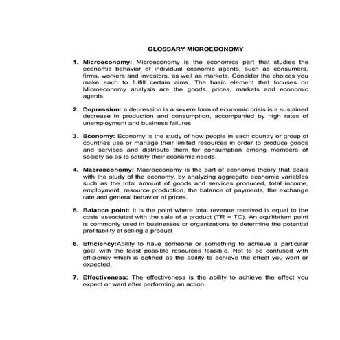 Microeconomics glossary | PDF
